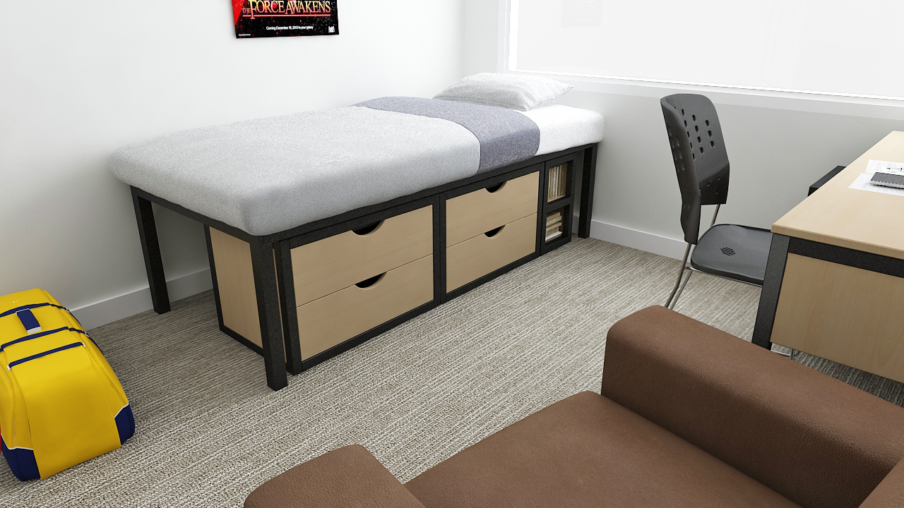 Collegiate Series with Platform Bed and Black and Natural Finish ...