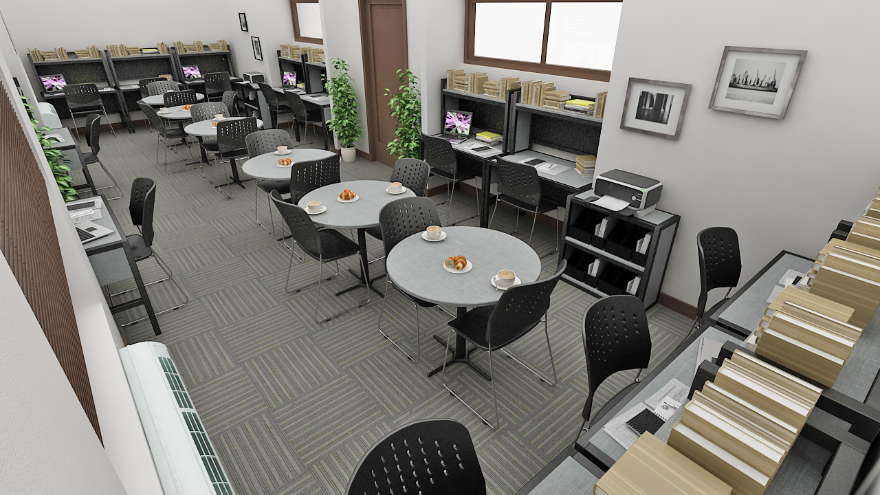 Common Area Study Room Pedestal Tables Study Carrell - Ecologic Furniture